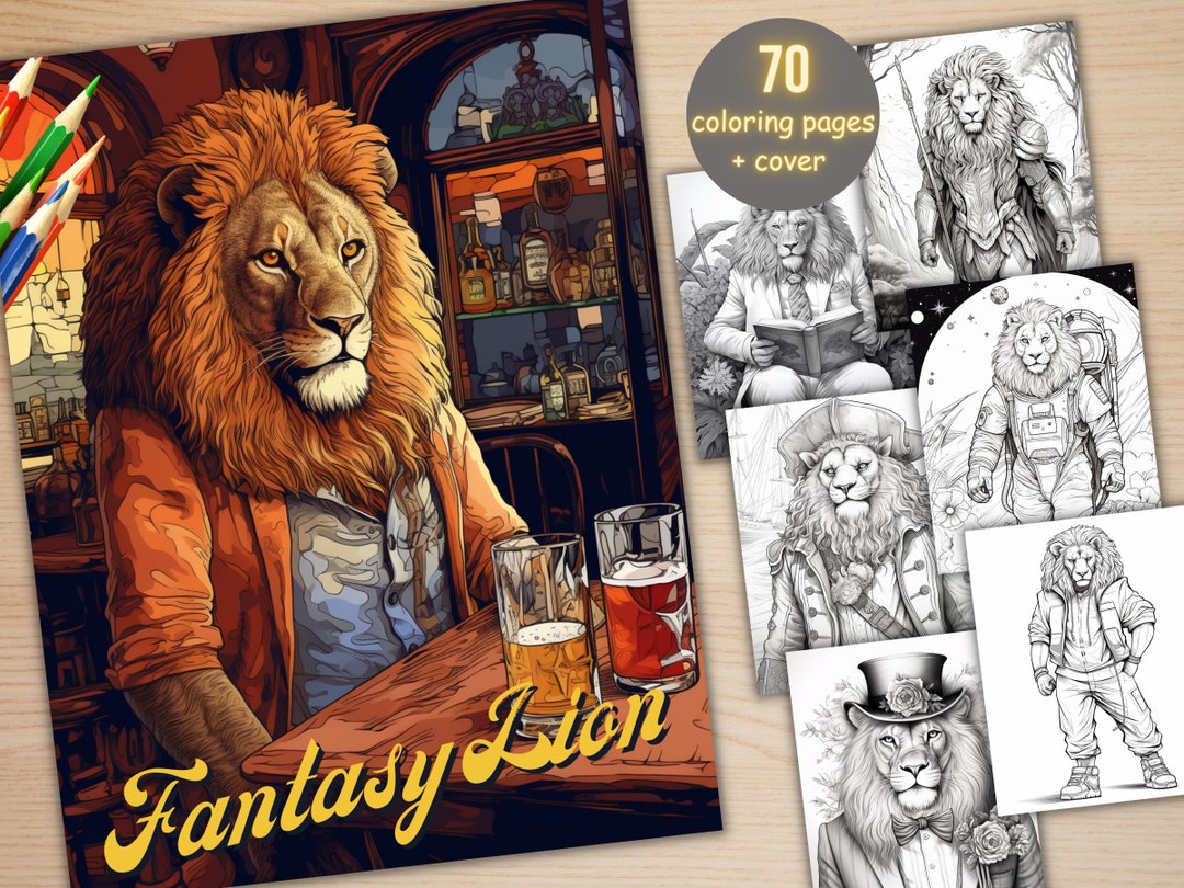 70 Fantasy Lion Coloring Book, Printable Secret Life of Lion Coloring ...