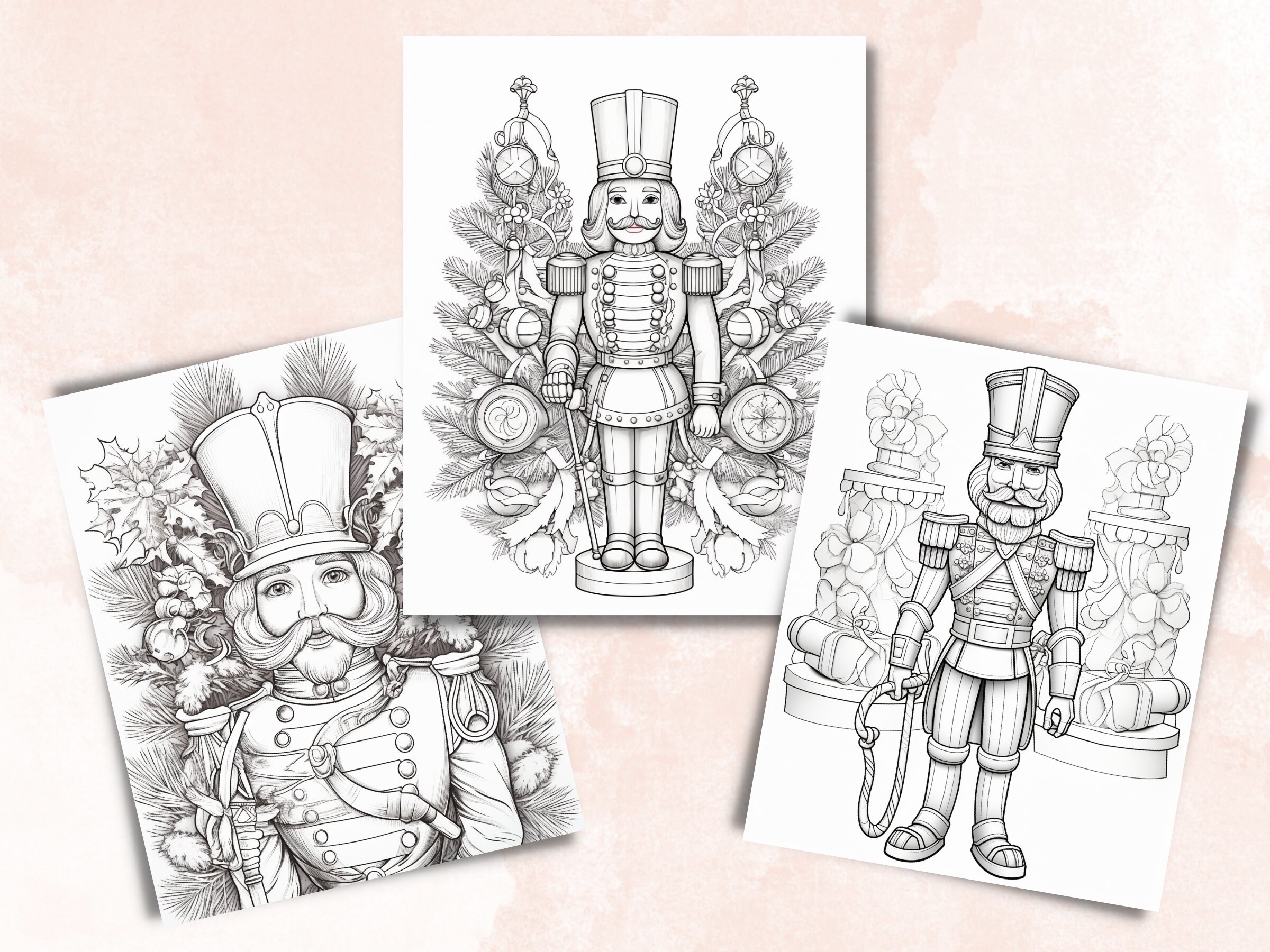 40 Christmas Nutcracker Coloring Book, Printable Xmas Noel Holiday ...