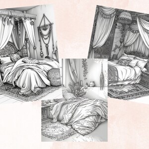 50 Boho Bedroom Coloring Book, Printable Bohemian Interior Design ...