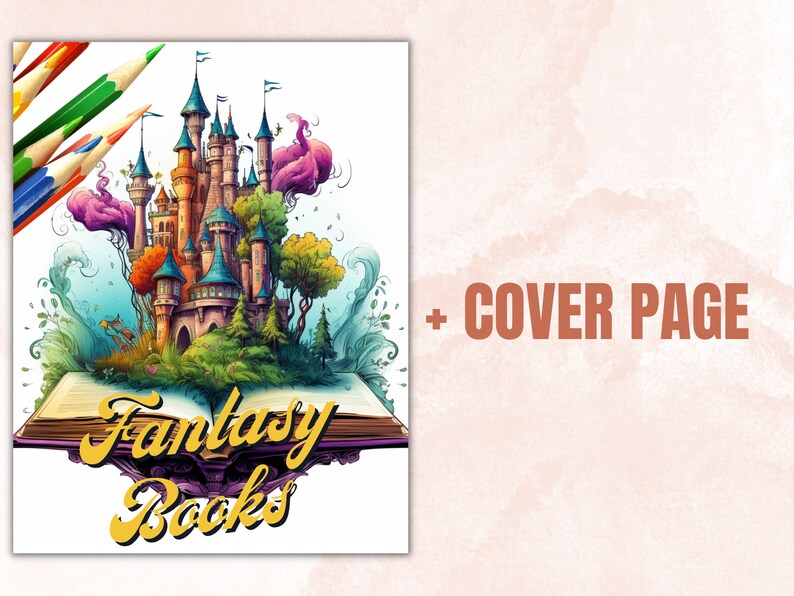22 Open Magic Books Coloring Book, Printable PDF, Fairytale Open Book ...