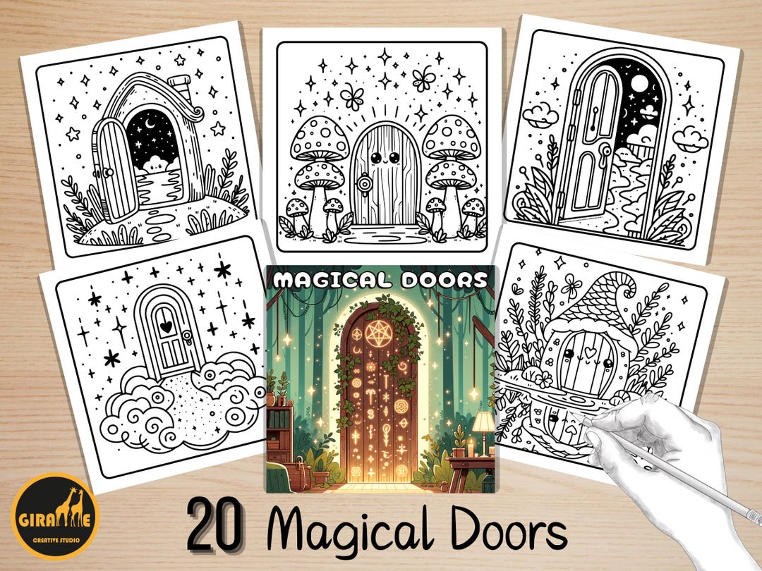 Bold and Easy Coloring Book, Magical Door Scenes Coloring Pages, Cute ...