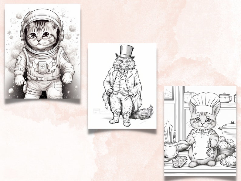 50 Fantasy Cat Coloring Book, Printable Secret Life of Cat Coloring ...