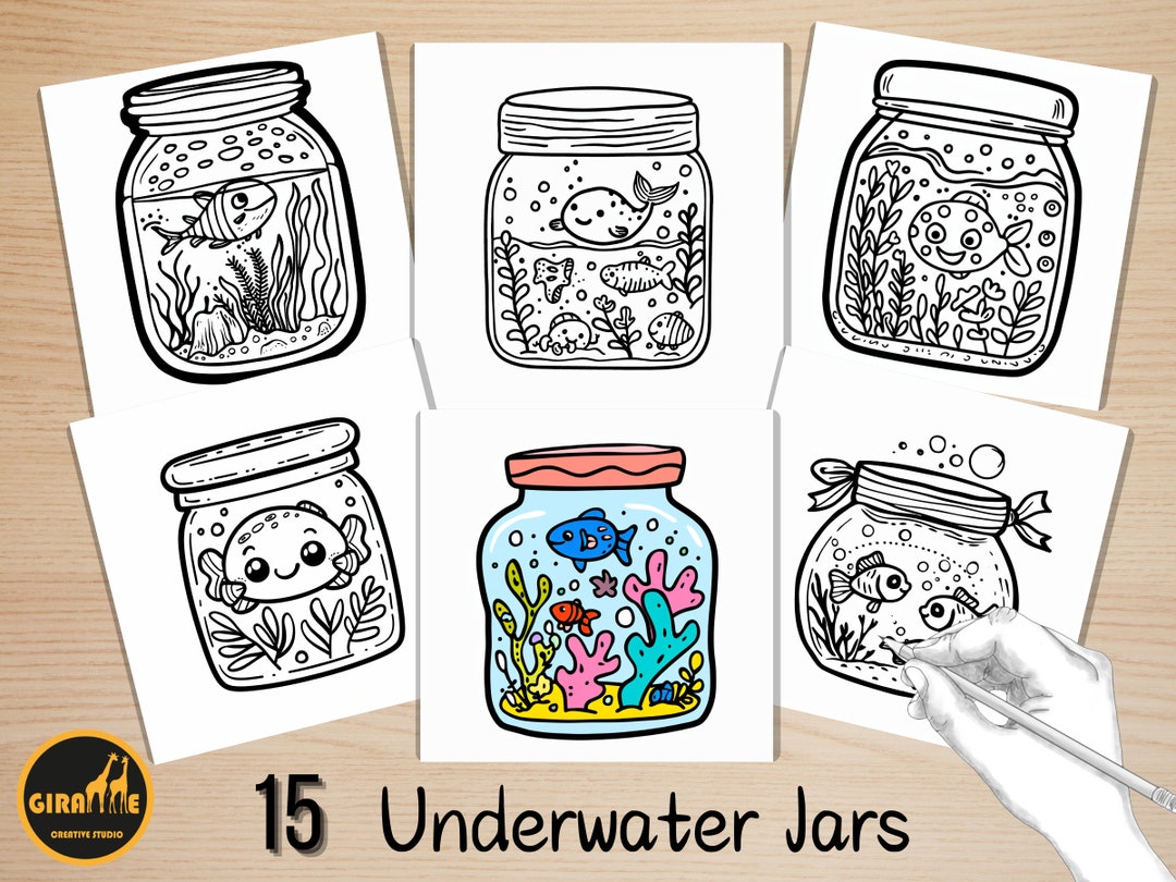 Bold and Easy Coloring Book, Underwater Jar Coloring Pages, Under the ...