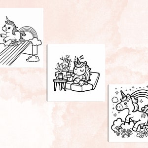 Bold and Easy Coloring Book, Cute Unicorn Life Coloring Pages, Cozy ...