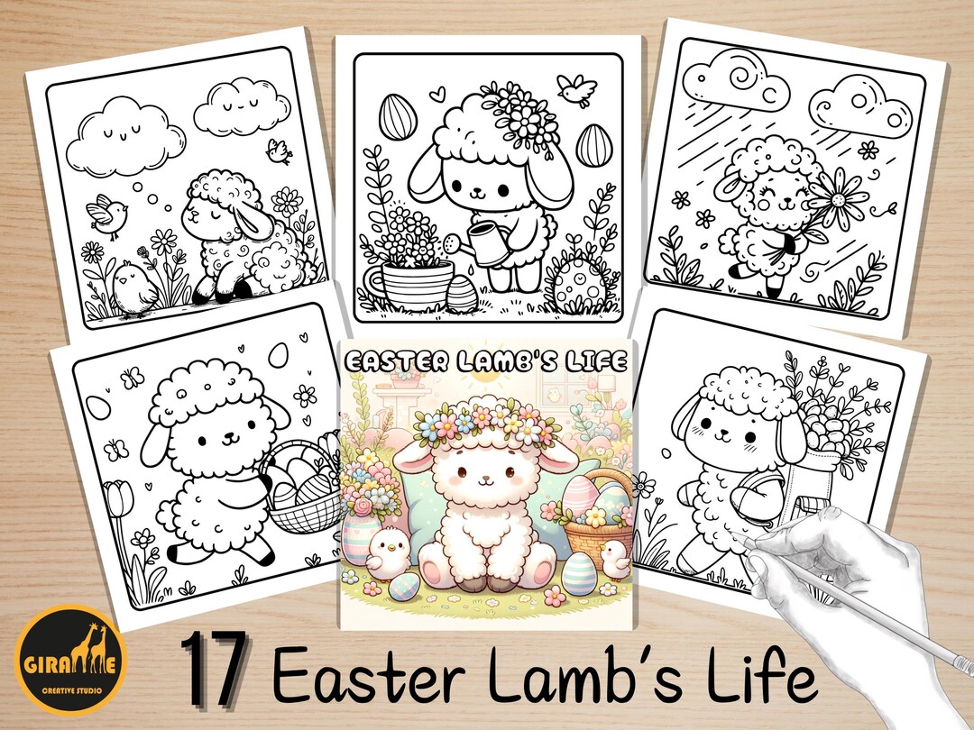 Bold and Easy Coloring Book, Cute Easter Lamb's Life Coloring Pages ...