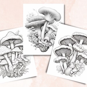 37 Blooming Mushrooms Coloring Book, Printable PDF, Fantasy Floral ...