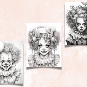 25 Little Creepy Clowns Coloring Book, Printable PDF, Horror Gothic ...