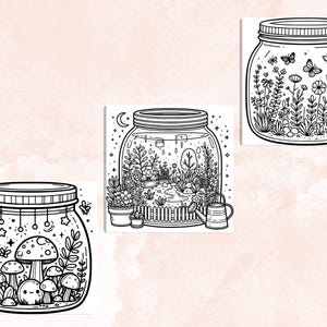 Bold and Easy Coloring Book, Cute Terrarium Jar Coloring Pages ...