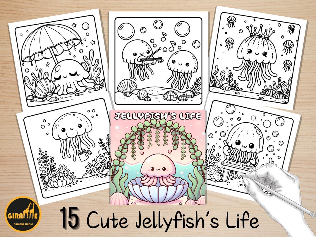Bold and Easy Coloring Book, Jellyfish Coloring Pages, Cute Comfy ...