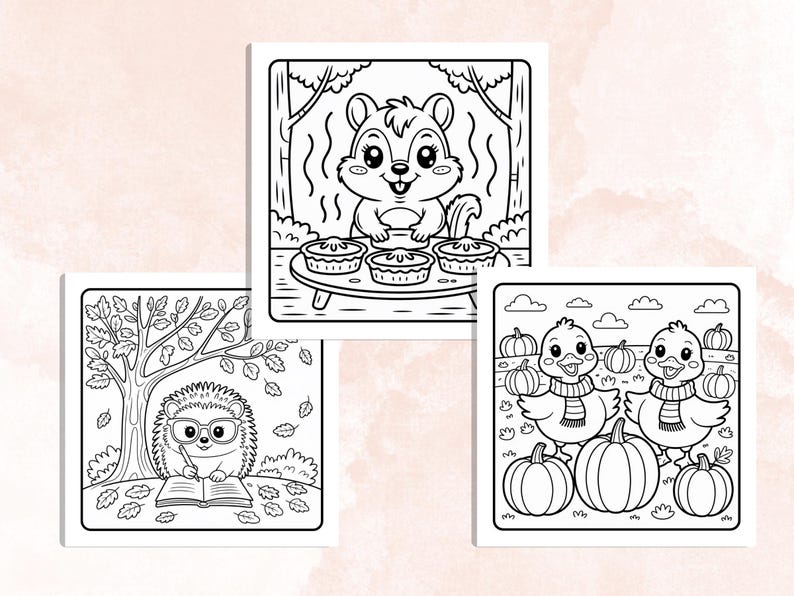 Cozy Autumn Moments Coloring Pages, Bold and Easy Coloring Book, Cute ...