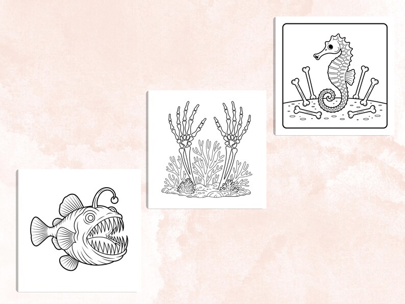 Spooky Underwater Coloring Pages, Bold and Easy Ocean Coloring Book ...