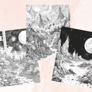 50 Enchanted Galaxy Coloring Book, Printable Fantasy Cosmic Coloring ...