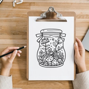 Bold and Easy Coloring Book, Cute Kawaii Forest Jar Coloring Pages ...