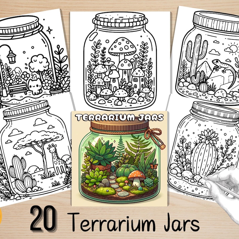 Terrarium Coloring Page - Etsy Denmark