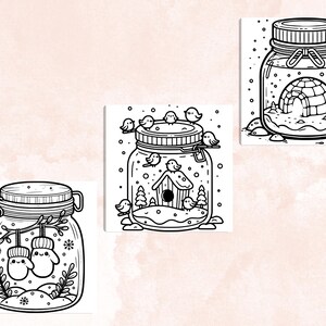 Bold and Easy Coloring Book, Cute Kawaii Snowy Jar Coloring Pages ...