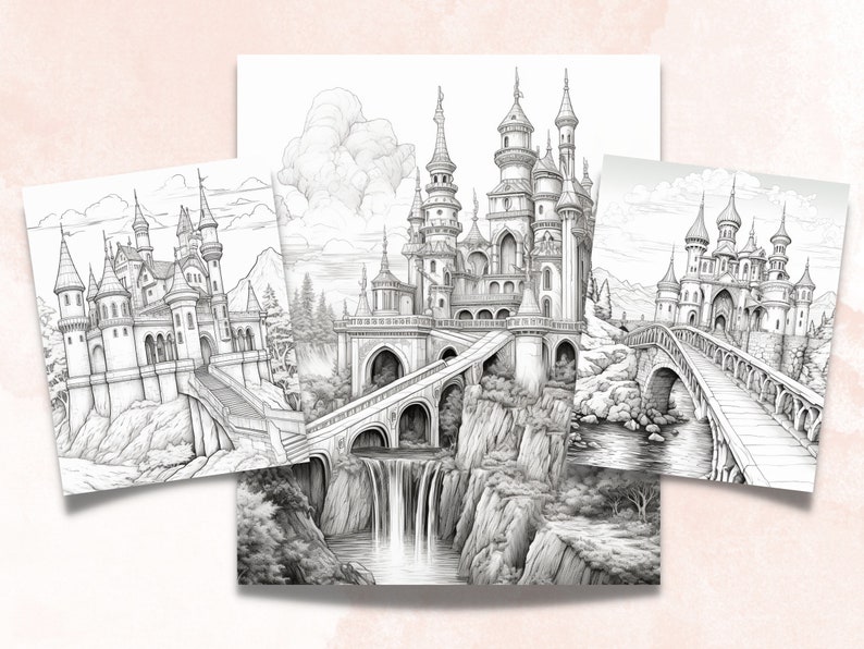 24 Fantasy Castle Coloring Book Printable PDF Fairytale - Etsy