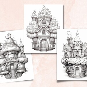 42 Dessert Houses Coloring Book, Printable Fantasy Cupcake Ice Cream ...