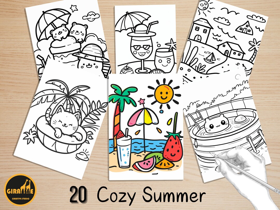 Bold and Easy Coloring Book, Cozy Summer Beach Scenes Coloring Pages ...