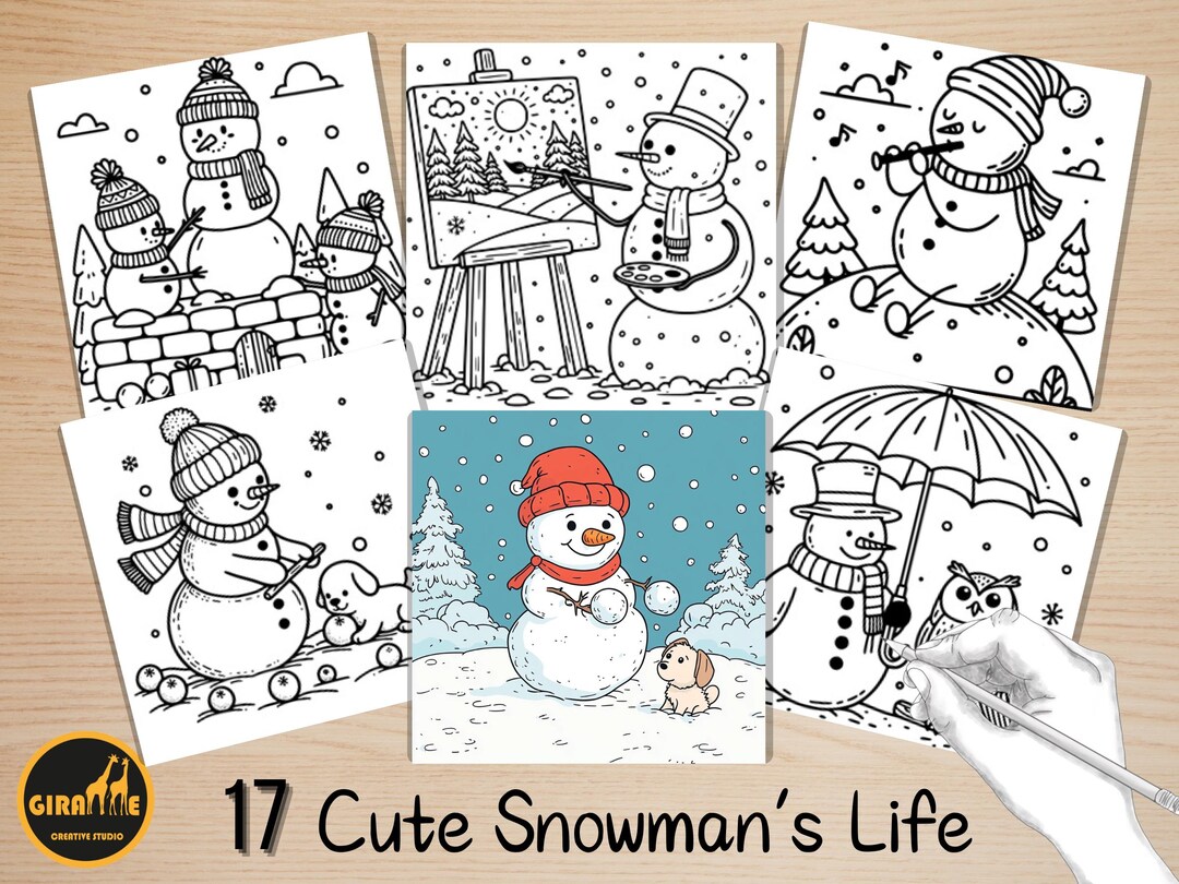 Bold and Easy Coloring Book, Cute Christmas Snowman Coloring Pages ...