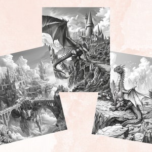 35 Dragonland Coloring Book, Printable Flower Forest Dragon Coloring ...