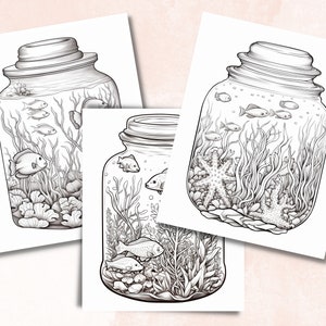45 Enchanted Underwater Jars Coloring Book, Printable Under the Sea ...