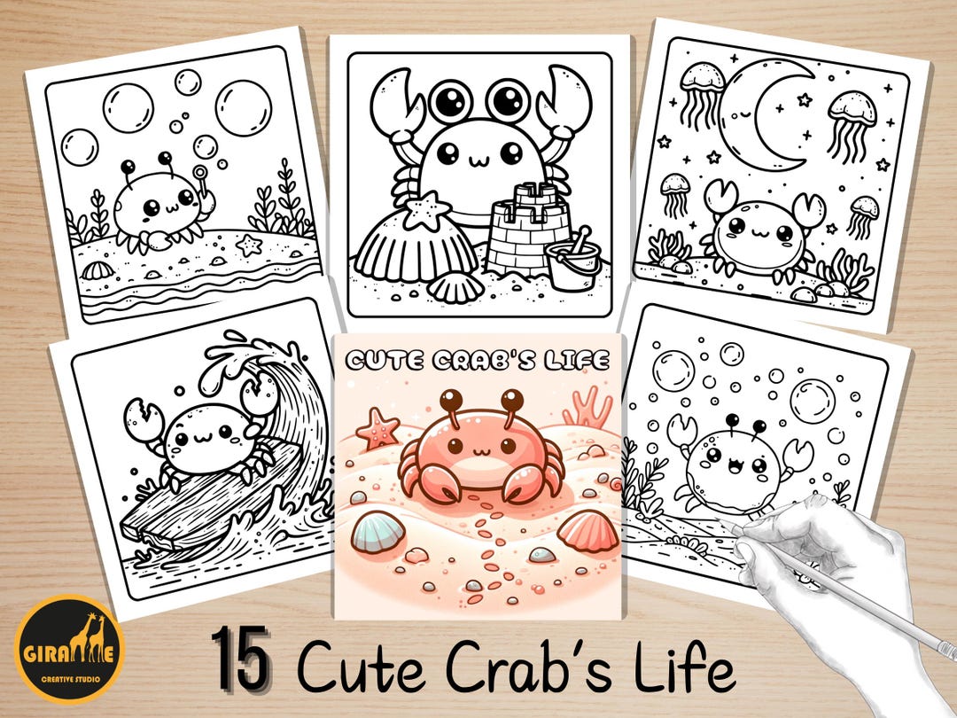 Bold and Easy Coloring Book, Cute Crab Coloring Pages, Cozy Comfy ...