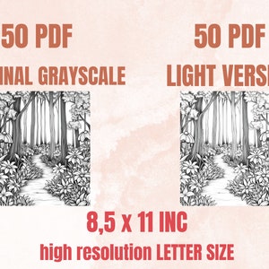 50 Spring Forest Coloring Book, Printable Floral Woodland Coloring ...