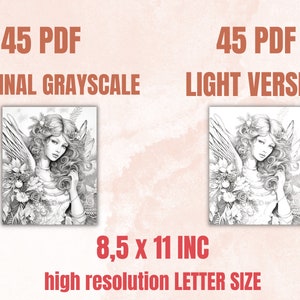 45 Christmas Angel Coloring Book, Printable Xmas Noel Little Angels ...