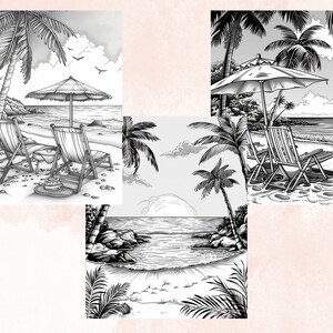 55 Summer Beach Coloring Book, Printable Summer Sea View Coloring Pages ...