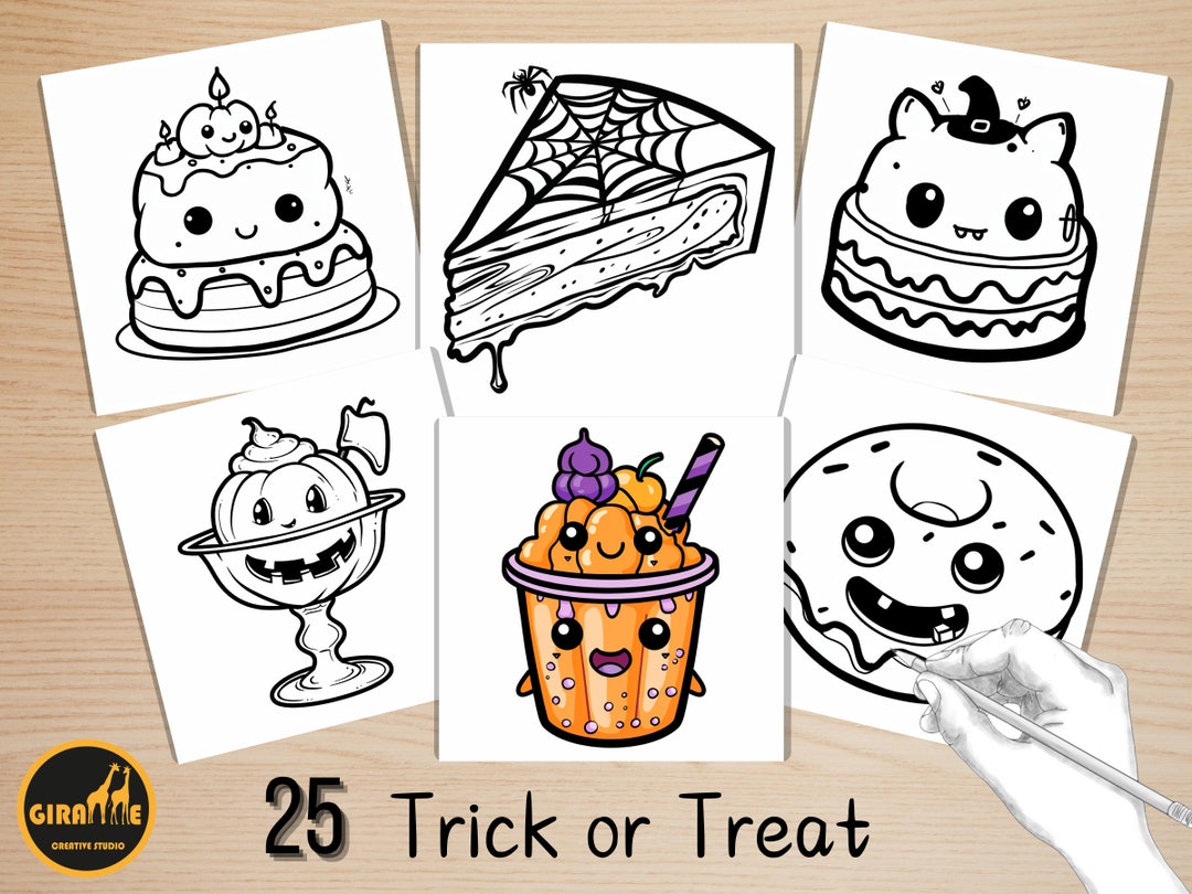 Bold and Easy Coloring Book, Kawaii Sweet Dessert Coloring Pages, Cute ...
