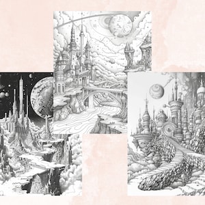 50 Enchanted Galaxy Coloring Book, Printable Fantasy Cosmic Coloring ...