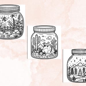 Bold and Easy Coloring Book, Cute Terrarium Jar Coloring Pages ...
