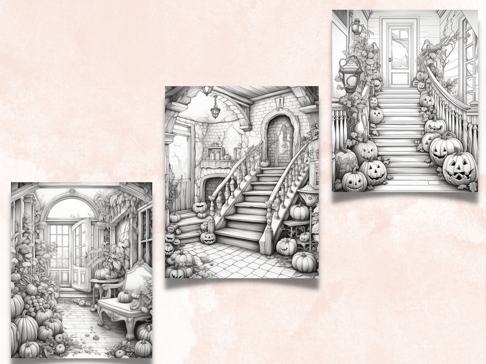 20 Halloween Interior Coloring Book, Printable PDF, Spooky Creepy ...