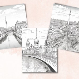 50 Berlin City Coloring Book, Printable PDF, Germany Cafe Scenes ...