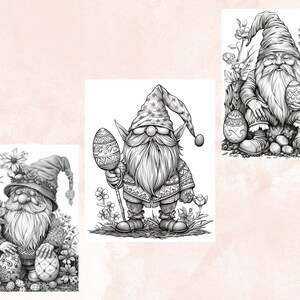 40 Easter Gnome Coloring Book, Printable Easter Garden Gnomes Coloring ...