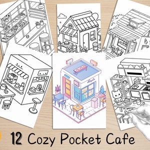 Boho and Easy Interior Coloring Book, Cozy Hygge Cafe Corner Coloring ...