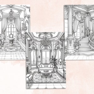 40 Princess House Interior Coloring Book, Printable Detalied Room ...