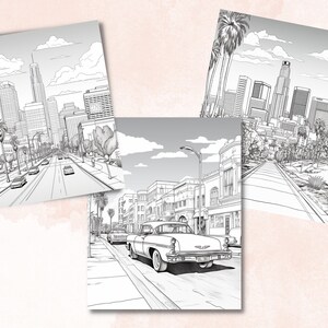 50 Los Angeles City Coloring Book, Printable PDF, USA Scenes Coloring ...