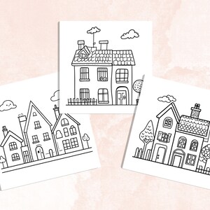Bold and Easy House Coloring Book, Kawaii Townhouse Coloring Pages ...