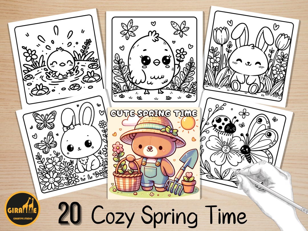 Bold and Easy Coloring Book, Cute Spring Time Coloring Pages, Floral ...