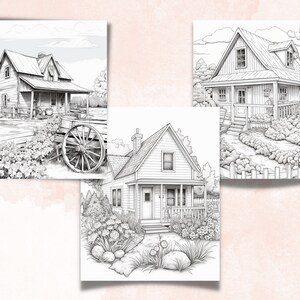 55 Farm House Coloring Book, Printable Fantasy Cottage Coloring Pages ...