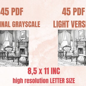 45 Victorian Interior Coloring Book, Printable Victorian Era Room ...