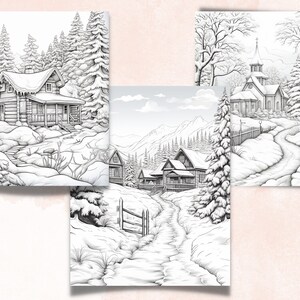 75 Winter Wonderland Coloring Book, Printable Winter Landscape Coloring ...