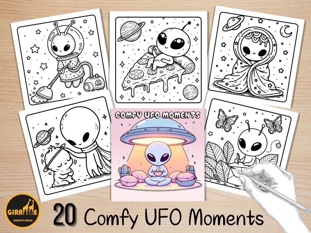 Bold and Easy Coloring Book, Comfy UFO Moments Coloring Pages, Cozy ...