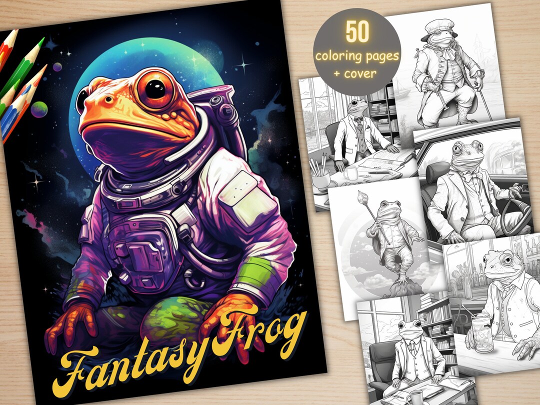 50 Fantasy Frog Coloring Book, Printable Secret Life of Frog Coloring ...