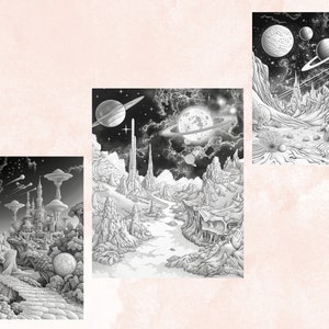 50 Enchanted Galaxy Coloring Book, Printable Fantasy Cosmic Coloring ...