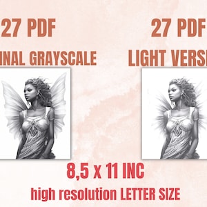 27 Fantasy Black Fairy Women Coloring Book, Printable PDF, Afro African ...