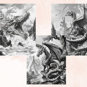 35 Dragonland Coloring Book, Printable Flower Forest Dragon Coloring ...