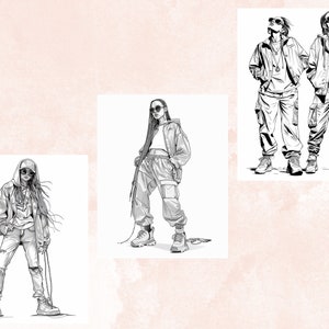 45 Street Style Girls Coloring Book, Printable PDF, Hiphop Fashion ...