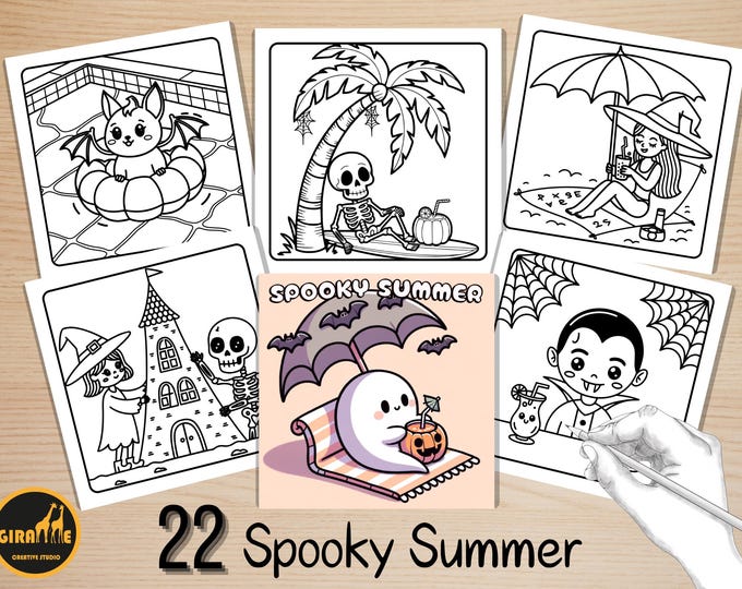 Cute Kawaii Halloween Coloring Book Pages, Cozy Coloring Pages, Spooky ...